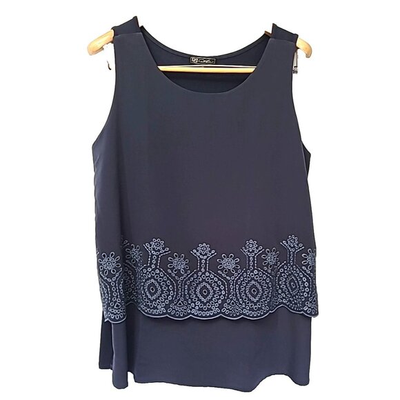 Diane Gilman | Tops | Dg2 Diane Gilman Easy Tank Top Xl Navy Sleeveless ...